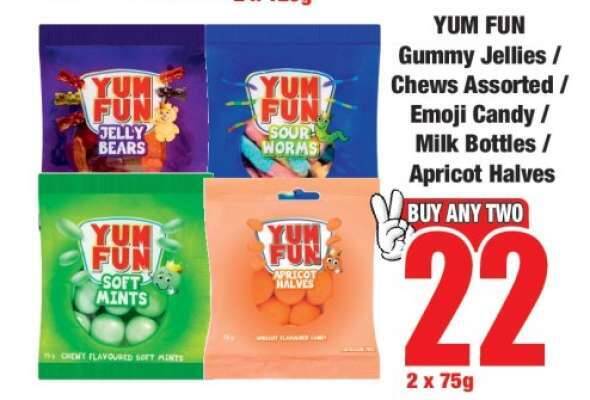 YUM FUN Gummy Jellies / Chews Assorted / Emoji Candy / Milk Bottles ...