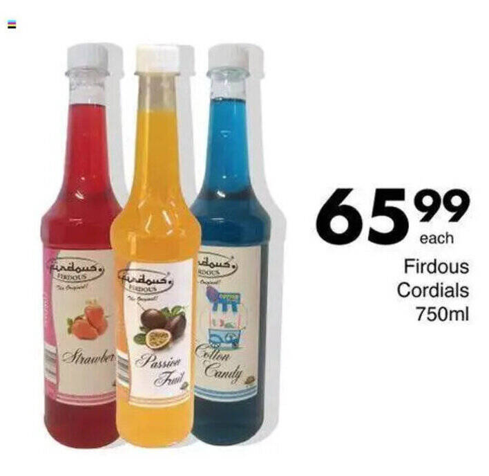 Firdous Cordials 750 ml offer at Save Hyper