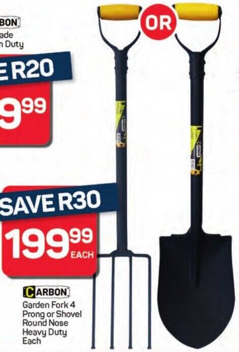 Carbon Garden Fork 4 Prong or Shovel Round Nose Heavy Duty offer at ...