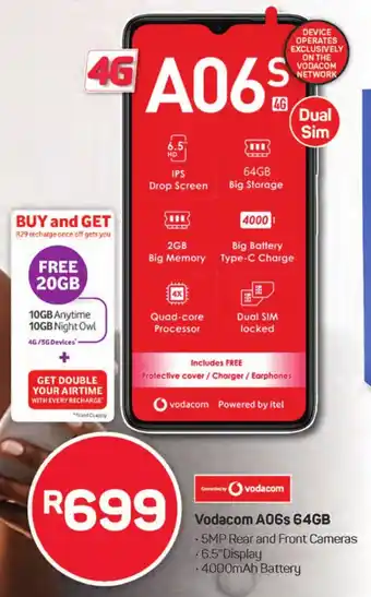 Vodacom A06s 64GB offer at Pick n Pay Hypermarket