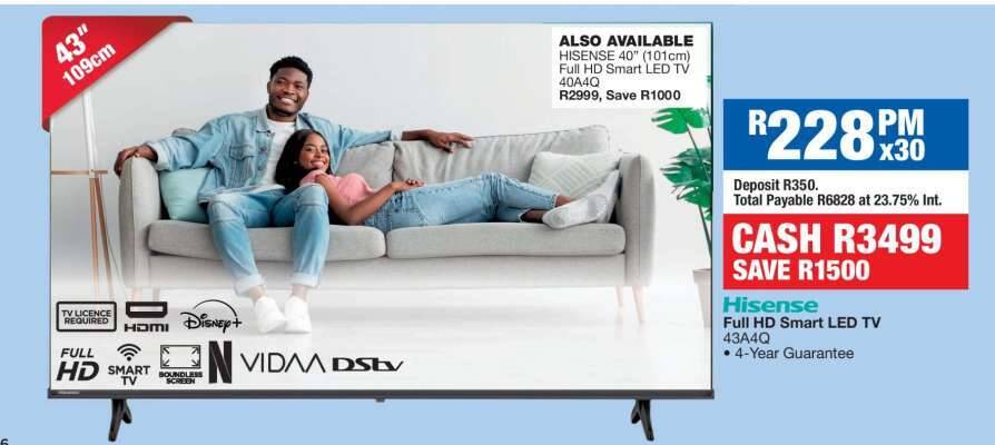 Hisense Full HD Smart LED TV 43A40G offer at OK Furniture
