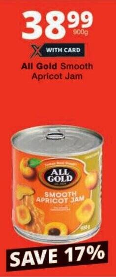 All Gold Smooth Apricot Jam 900 g offer at Checkers