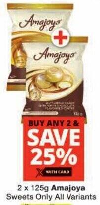 Amajoya Sweets Only All Variants 2 x 125 g offer at Checkers