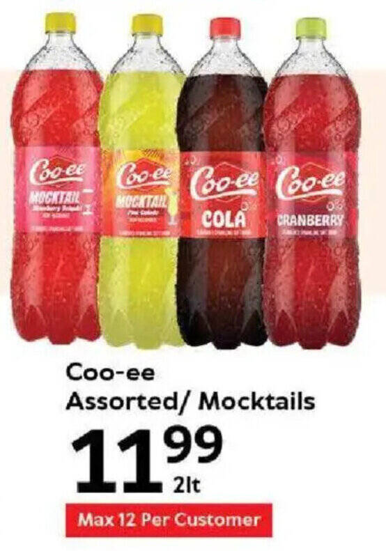 Coo-ee Assorted/ Mocktails 2 Lt offer at Oxford Freshmarket