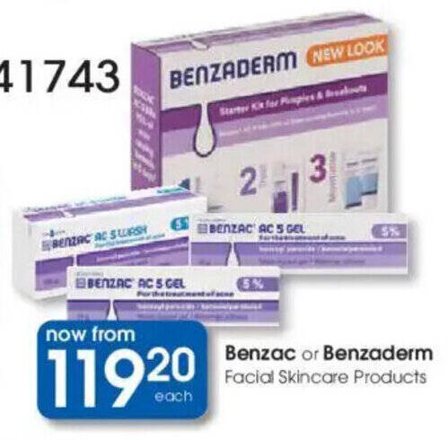 Benzac or Benzaderm Facial Skincare Products offer at Clicks