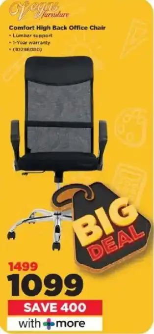 Vegas Comfort High Back Office Chair offer at HiFi Corp