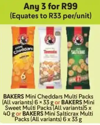 BAKERS Mini Cheddars Multi Packs or BAKERS Mini Sweet Multi Packs or ...
