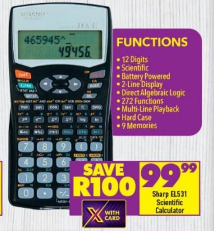 Sharp EL531 Scientific Calculator Offer At Shoprite sharp-el531-scientific-calculator-offer-at-shoprite