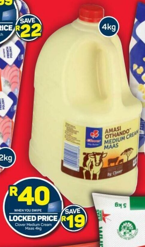 Clover Medium Cream Maas 4kg offer at Pick n Pay