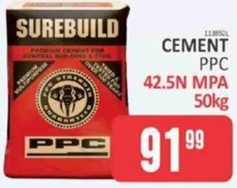 Surebuild PPC Cement 42.5N MPA 50kg offer at KitKat Cash and Carry