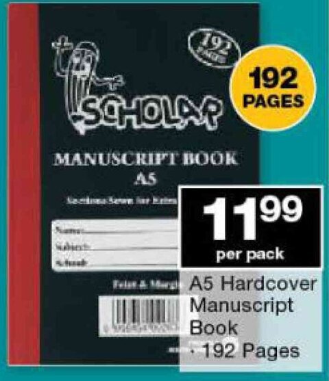 A5 Hardcover Manuscript Book 192 Pages offer at Checkers