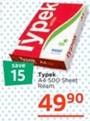 Typek A4 500 Sheet Ream offer at CNA