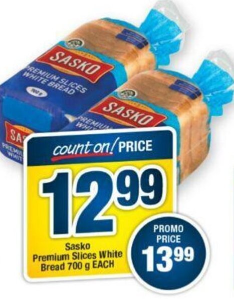 Sasko Premium Slices White Bread 700g offer at OK Foods