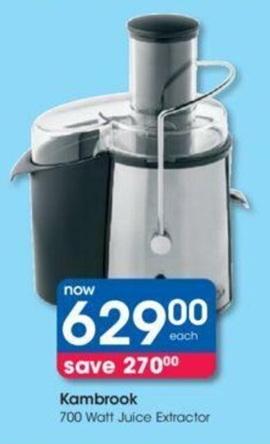 Kambrook 700 Watt Juice Extractor offer at Clicks