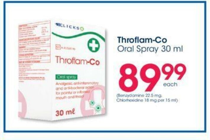 Throflam-Co Oral Spray 30 ml offer at Clicks