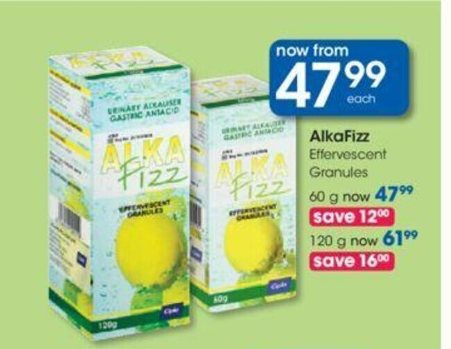 AlkaFizz Effervescent Granules 60g offer at Clicks