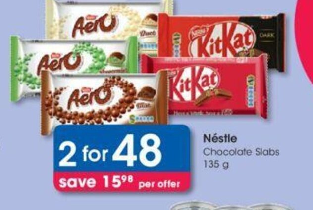 Nestle Chocolate Slabs 135g offer at Clicks