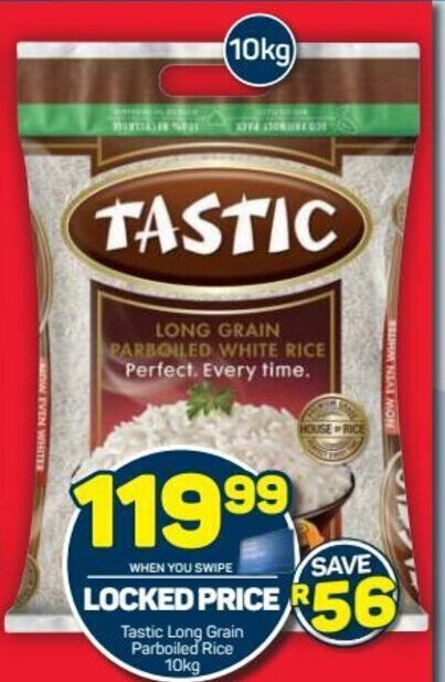 Tastic Long Grain Parboiled Rice 10kg offer at Pick n Pay