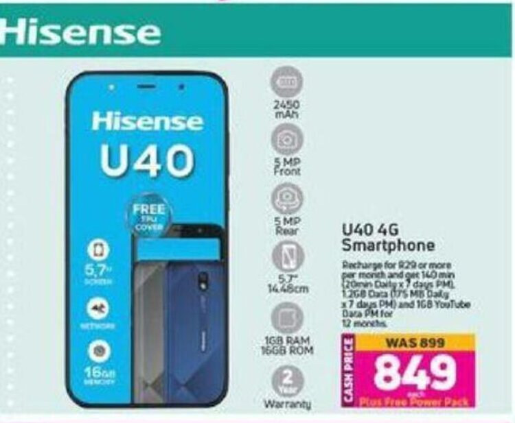 Hisense - U40 4G Smartphone offer at MTN