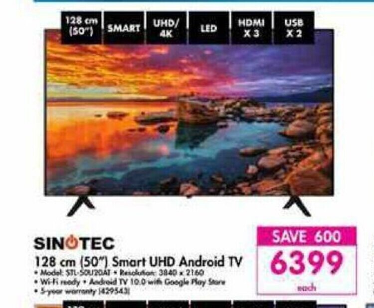 Sinotec - 128cm (50") Smart UHD Android TV offer at Makro