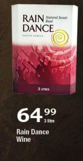 Rain Dance Wine 3 Litre offer at Oxford Freshmarket