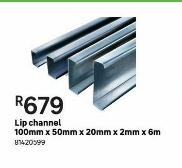 Lip channel 100mm x 50mm x 20mm x 2mm x 6m offer at Leroy Merlin