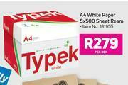 Typek A4 White Paper 5x500 Sheet Ream-Per Box offer at Game