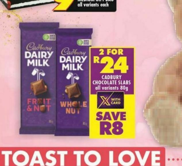 Cadbury chocolate 2 offer at Shoprite