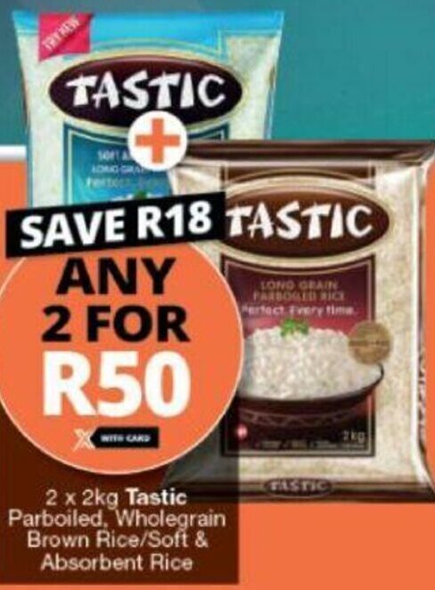 Tastic Parboiled, Wholegrain Brown Rice/Soft & Absorbent Rice 2 x 2kg ...