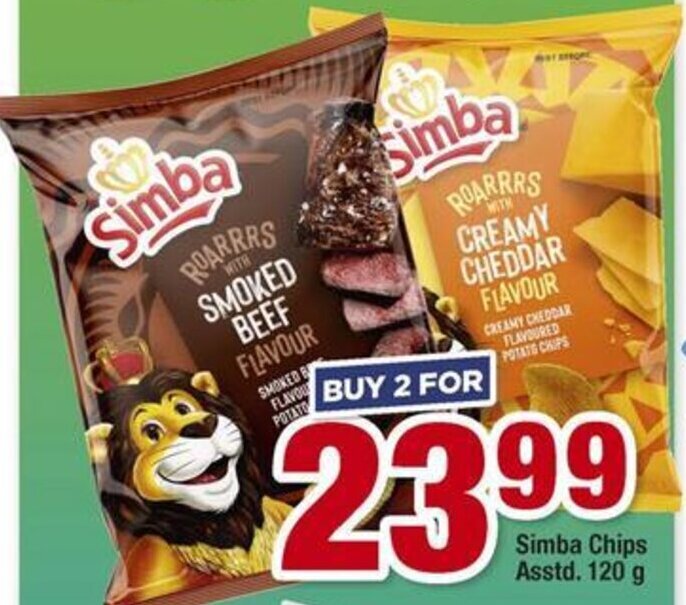 Simba Chips Asstd. 120g offer at OK Foods