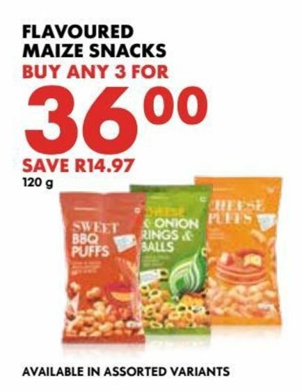 Flavoured Maize Snacks 3x120g offer at Woolworths