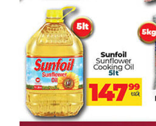 Sunfoil Sunflower Cooking oil 5lt offer at Take 'n Pay