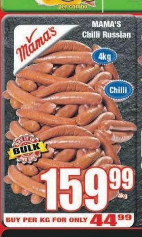 Mama's chilli russians offer at Boxer