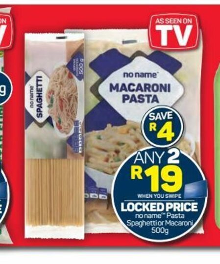 No Name™ Pasta Spaghetti or Macaroni 500g offer at Pick n Pay