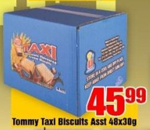 Tommy Taxi Biscuits Asst 48x30g offer at Three Star Cash and Carry