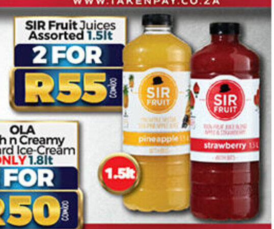 SIR Fruit Juices Assorted 1.5lt offer at Take 'n Pay