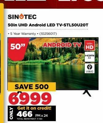50-inch uhd android led tv sinotec offer at HiFi Corp