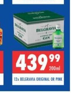 12x Belgravia Original or Pink 200 ml offer at Ultra Liquors
