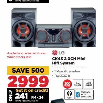 Ck43 2.0ch mini hifi system lg offer at HiFi Corp