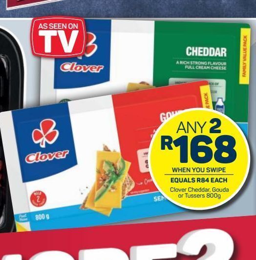 Clover cheddar cheese 2 offer at Pick n Pay