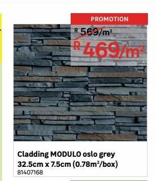 Cladding modulo oslo grey 32.5cm x 7.5cm (0.78m2/box) offer at Leroy Merlin