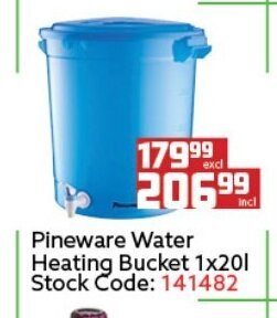 Pineware Water Heating Bucket 1x20L offer at Africa Cash and Carry