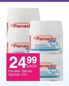 Panado Tablets Spartan 24's offer at Save