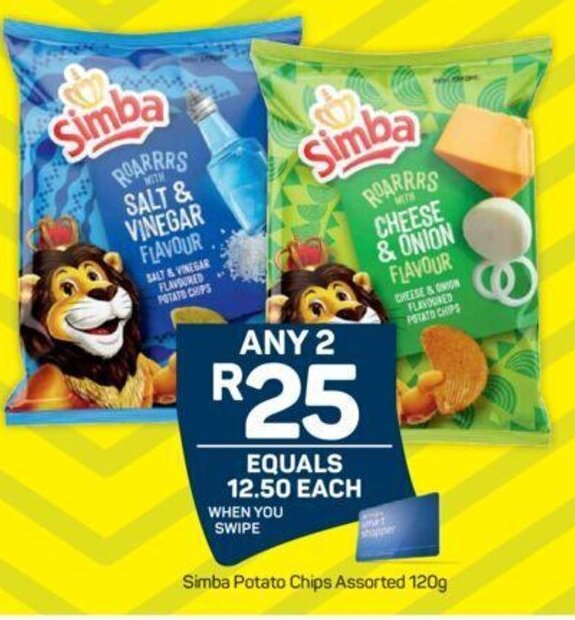 Simba Potato Chips Assorted 120g offer at Pick n Pay