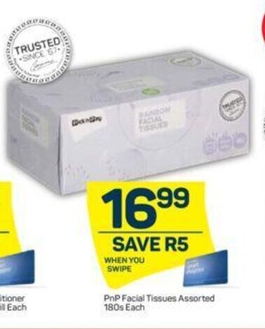PnP Facial Tissues Asstd 180s offer at Pick n Pay