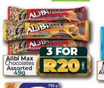 Alibi Max Chocolates Assorted 49g offer at Take 'n Pay