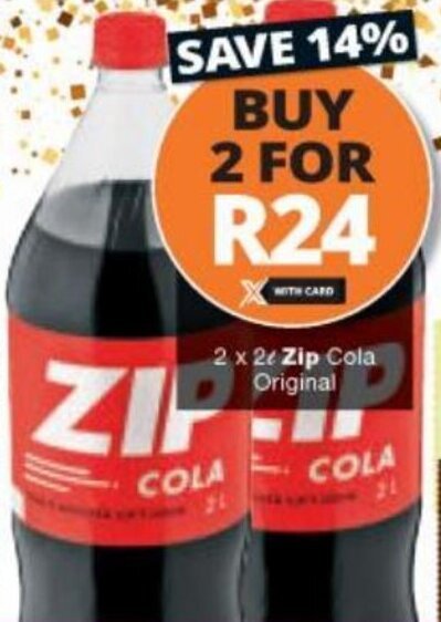 Zip Cola Original 2x2L offer at Checkers Liquor Shop