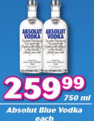 Absolut Blue Vodka 750ml offer at Cambridge Liquor