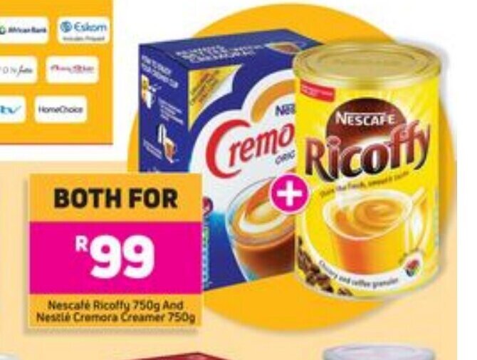 Nescafe Ricoffy 750g And Nestle Cremora Creamer 750g offer at Game