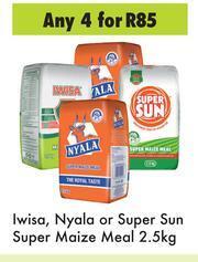 Iwisa, Nyala Or Super Sun Super Maize Meal-For Any 4 x 2.5kg offer at Game